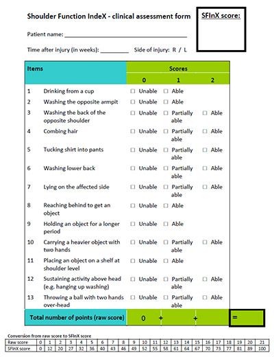 here - Shoulder Function Index (SFiNX)Shoulder Function Index (SFiNX)